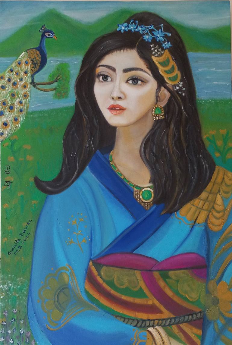 공작 (Gong-jak) Painting by Susmita Biswas | Saatchi Art India