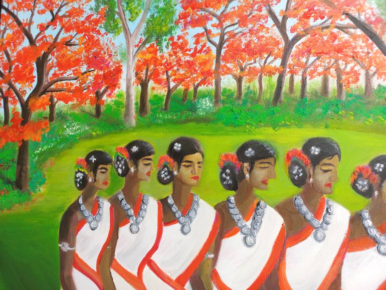 Santhali dance Painting by Susmita Biswas | Saatchi Art India