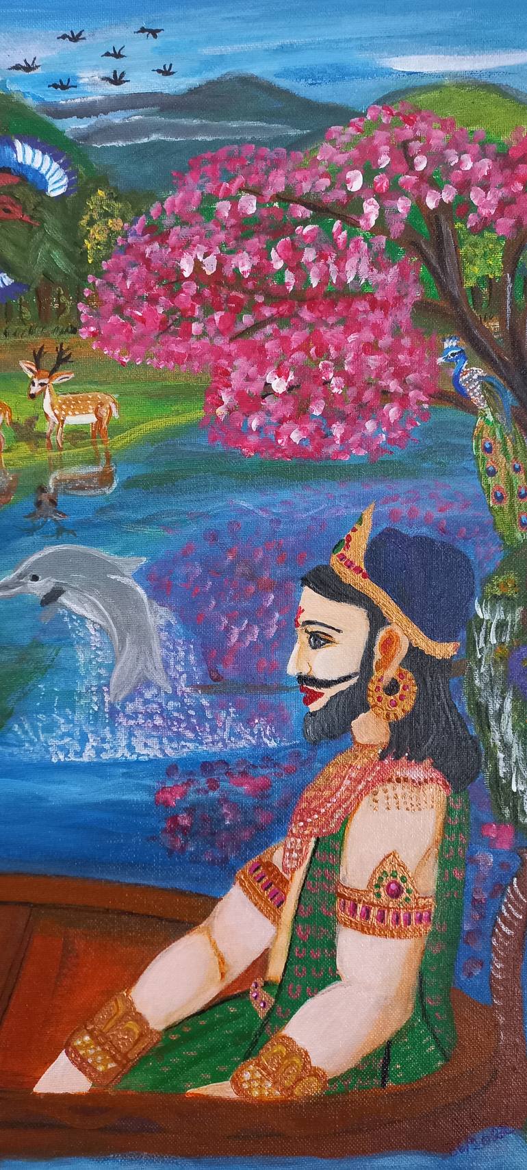 Satyawati and King Shantanu Painting by Susmita Biswas | Saatchi Art