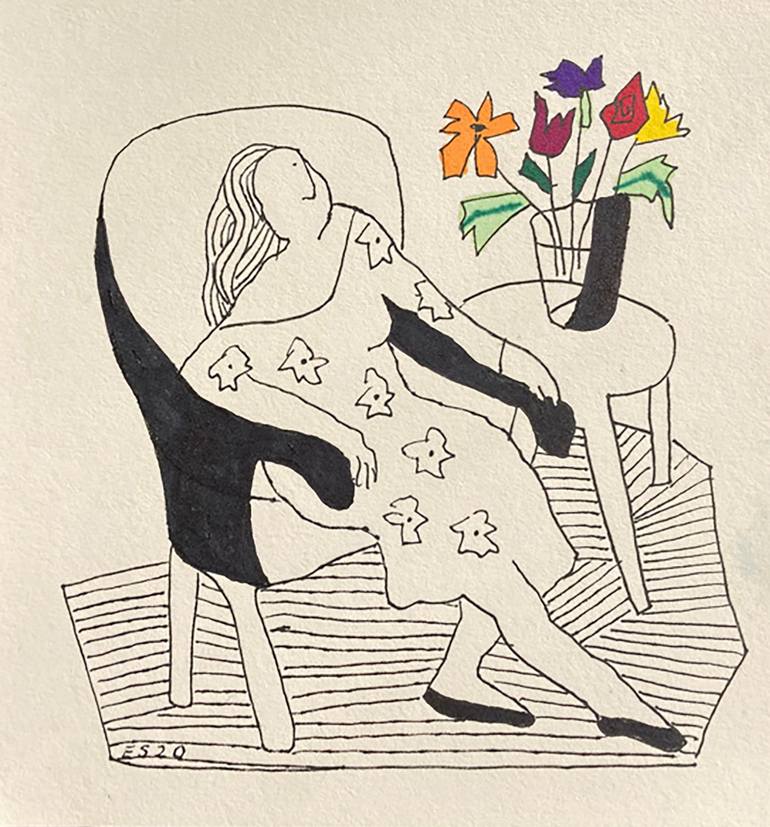 A Quiet Time Drawing by Ellen F Shire | Saatchi Art