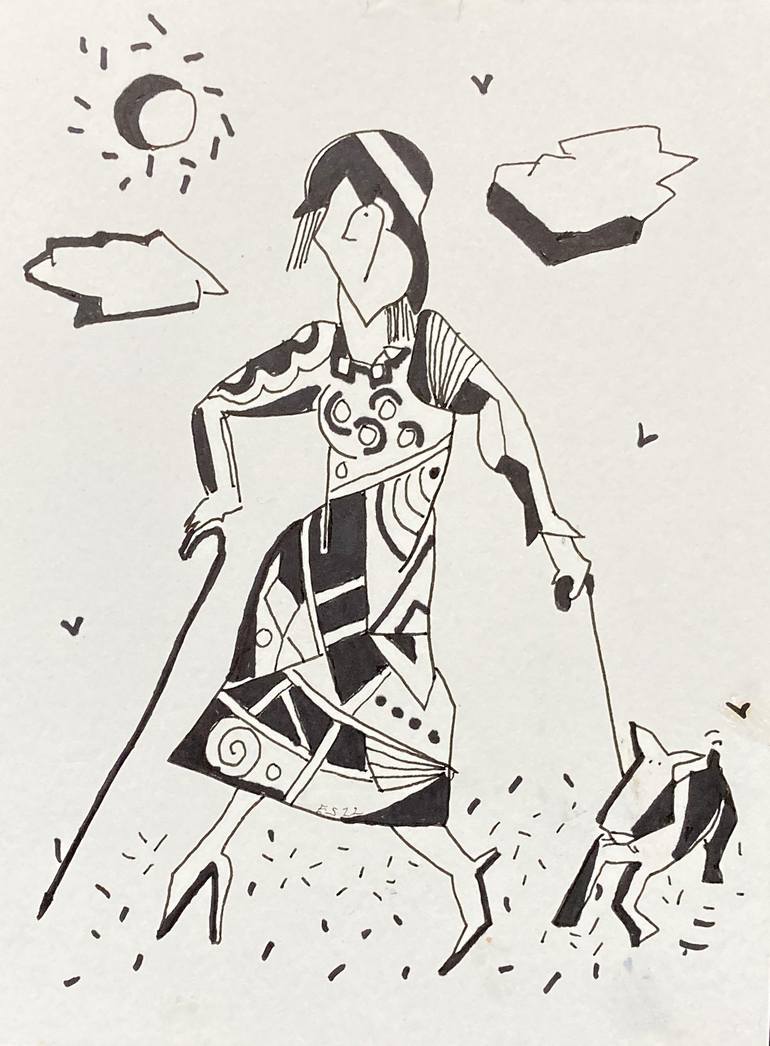 A Stroll in the Park Drawing by Ellen F Shire | Saatchi Art