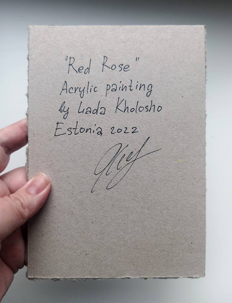 Red Rose Flower Artwork Painting by Lada Kholosho | Saatchi Art