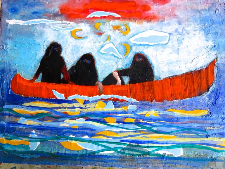 The Red Boat Painting by Loretta Markell | Saatchi Art