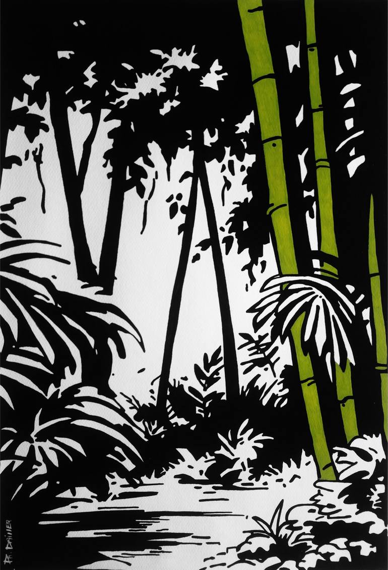 Bamboo Forest Painting by Philippe Dailler | Saatchi Art