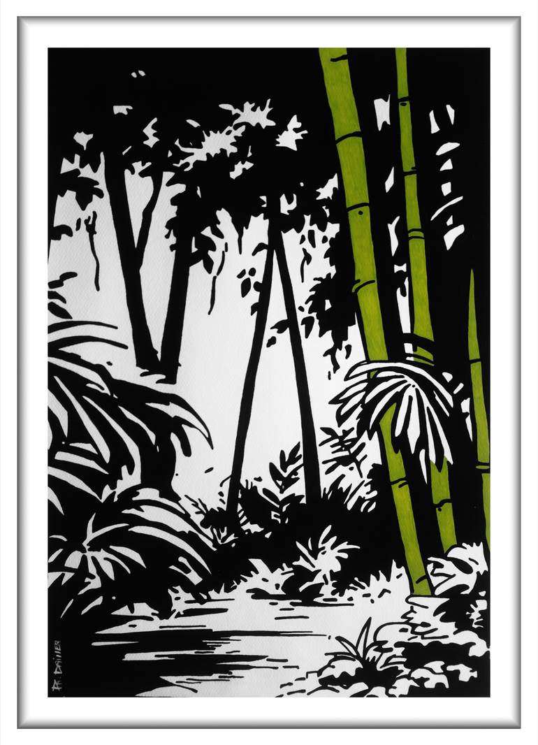 Bamboo Forest Painting by Philippe Dailler | Saatchi Art