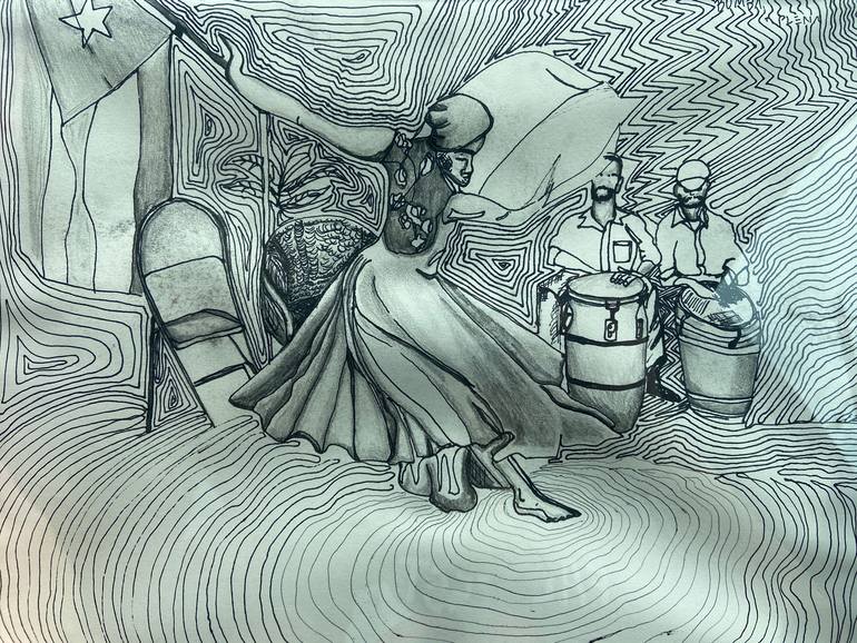 Bomba y Plena Drawing by Danely González Toro | Saatchi Art