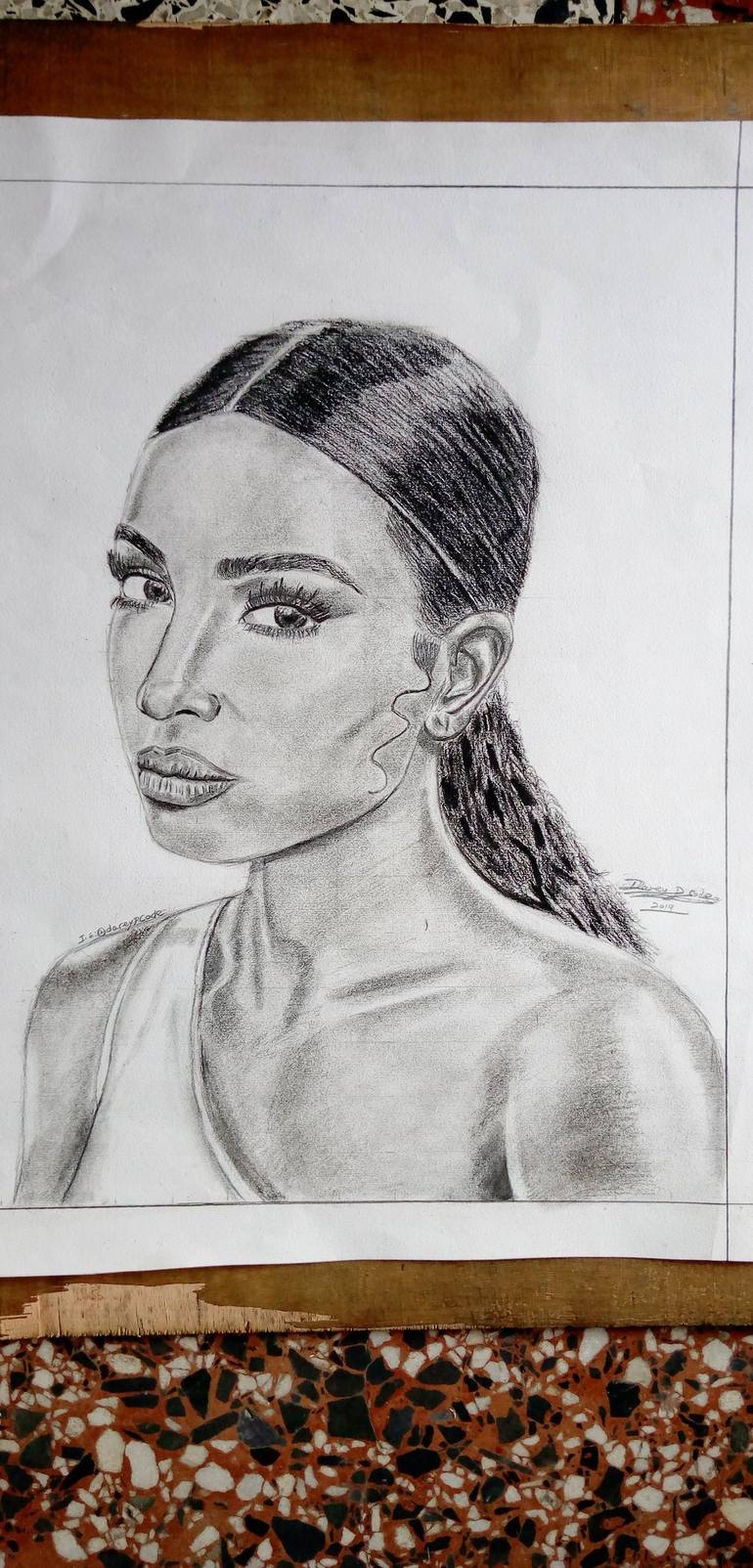 Kim kardashian Drawing by Darey Popoola | Saatchi Art