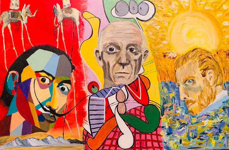 Three Geniuses Painting by Tea Kobalia | Saatchi Art