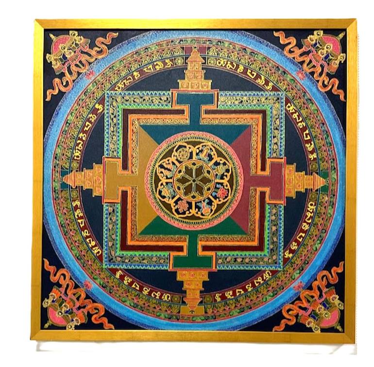Thangka Ashtamangala Mandala Painting by Sup Kaluskar | Saatchi Art