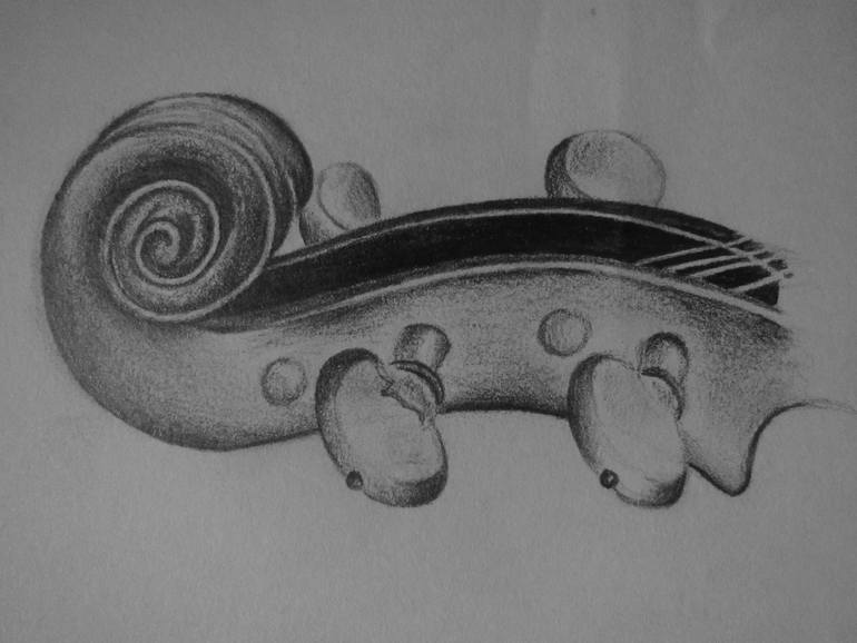 Violin Scroll Drawing by Emmanuelle Fonsny | Saatchi Art