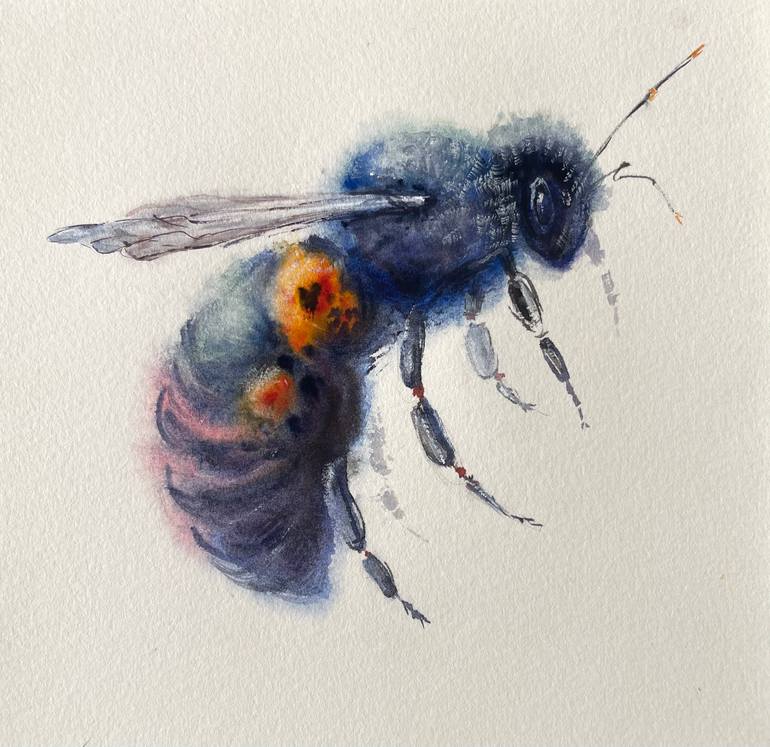 Blue Bee Painting by Myroslava Boikiv | Saatchi Art