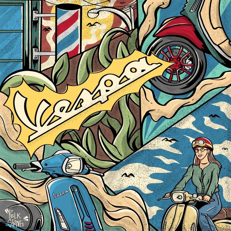 Vespa Drawing by Sheta Tolala | Saatchi Art