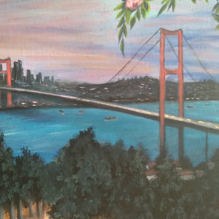 View of the Bosphorus bridge. Painting by Olena Lisova | Saatchi Art