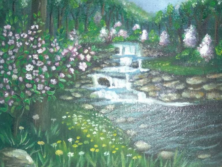 Spring river Painting by Olena Lisova | Saatchi Art