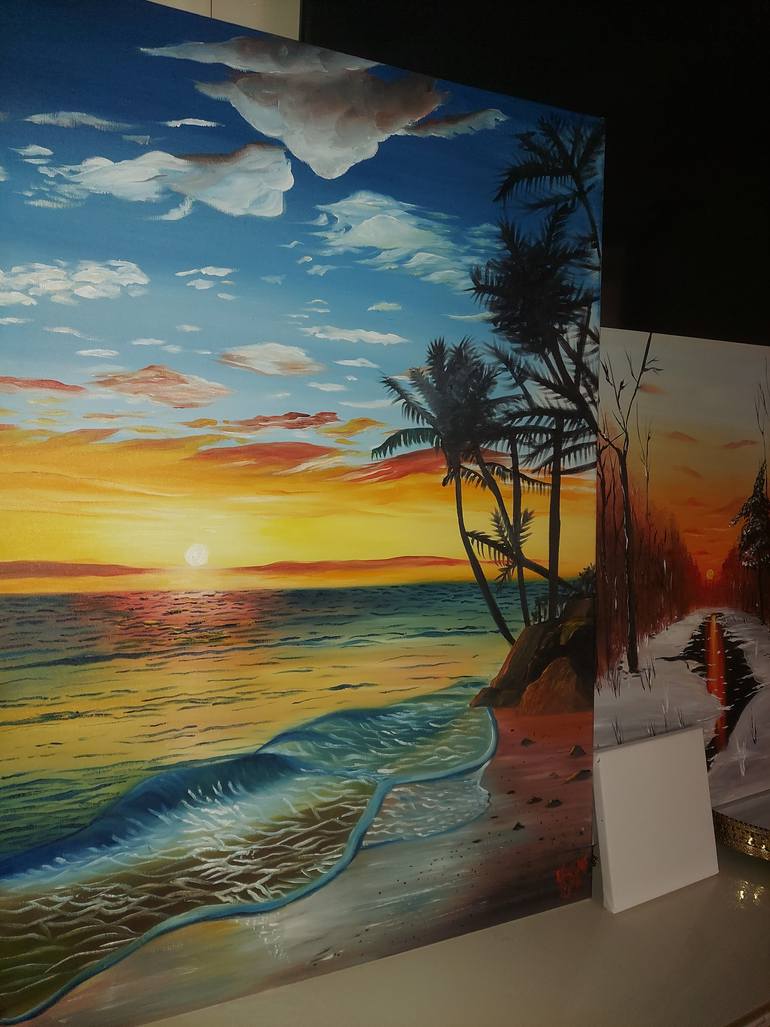 Summer sunset Painting by YUNUS ERTEKİN | Saatchi Art