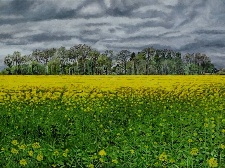Beyond the wall of grey, green and yellow. Painting by Martin Scrase ...