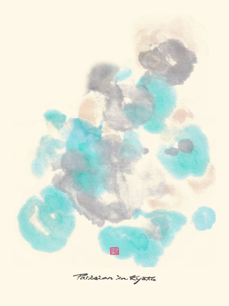 Aqua Watercolor Sumi Ink Nature Abstraction Painting by Paris Kyoto ...