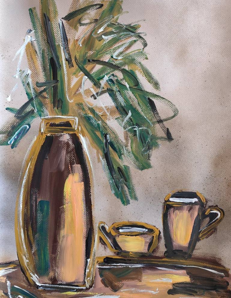 Contemporary still-life acrylic painting on paper Painting by Natalya ...