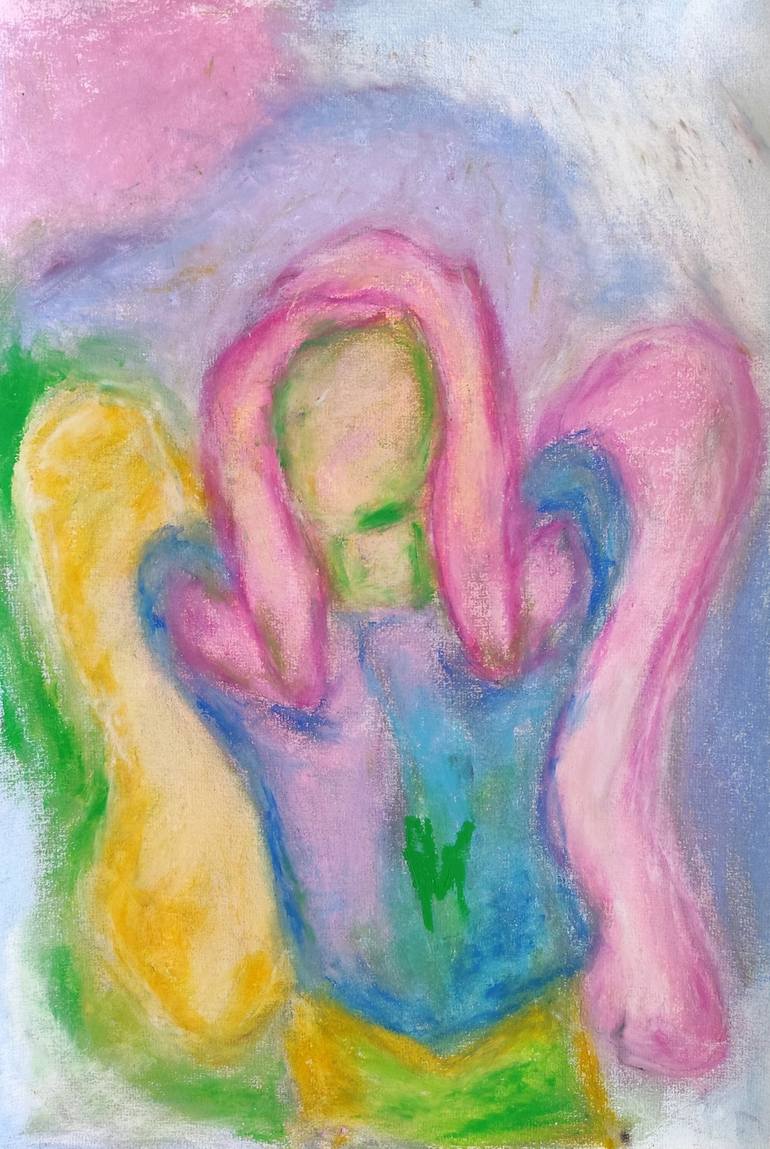 Abstract spiritual oil pastels angel How can I help? Painting by ...
