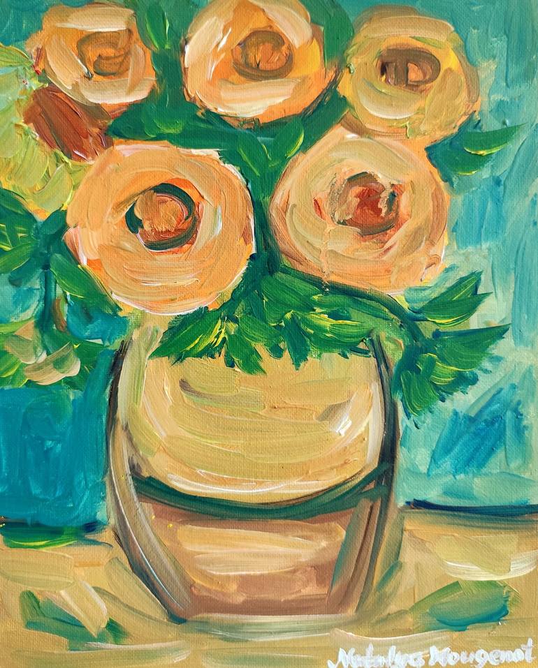 Impressionist floral oil on board Summer's orange bloom Painting by ...