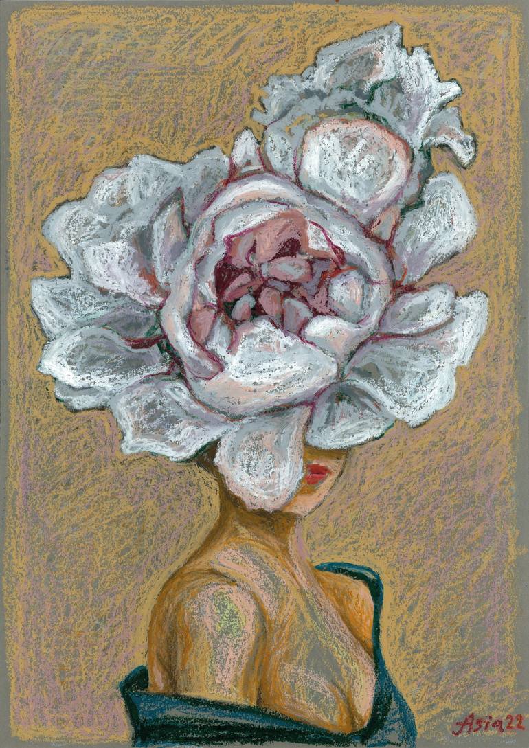 Flowering woman 2 impressionistic pastel body drawing Drawing by Asia ...