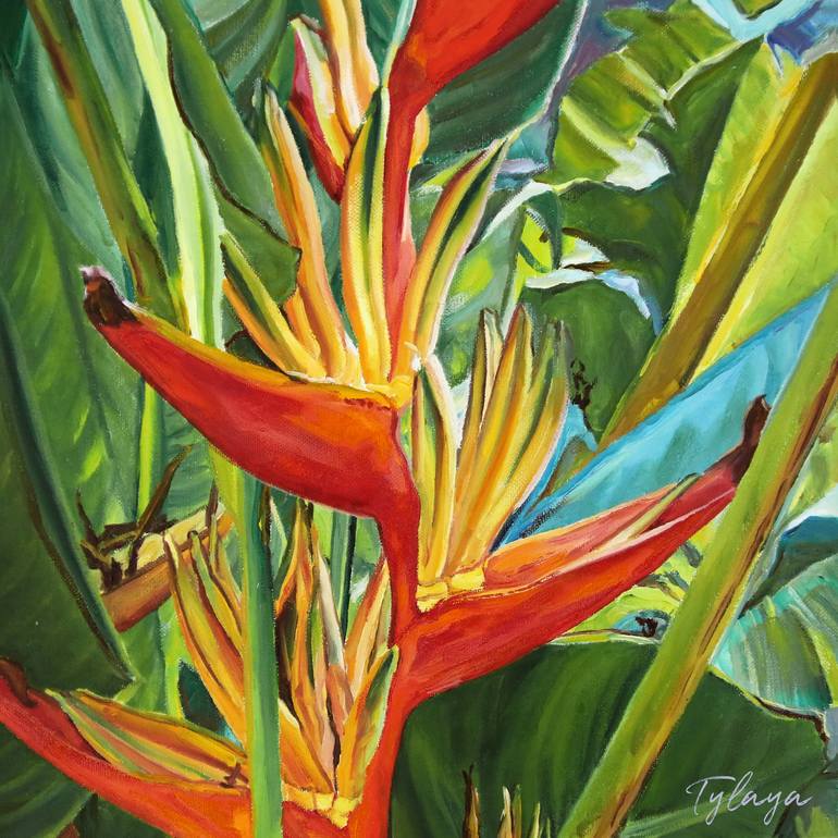 Heliconia dévoilé Painting by TYLAYA Fine art | Saatchi Art