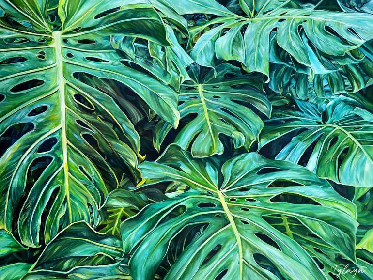 Délicieux Monstera Painting by TYLAYA Fine art | Saatchi Art