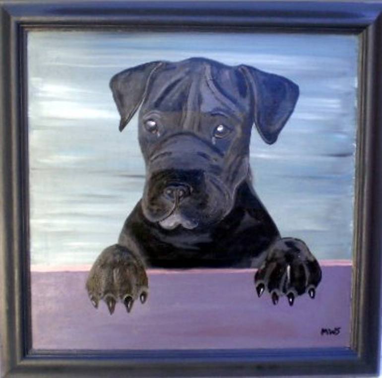 Black Dog Painting by Mark Shearman | Saatchi Art