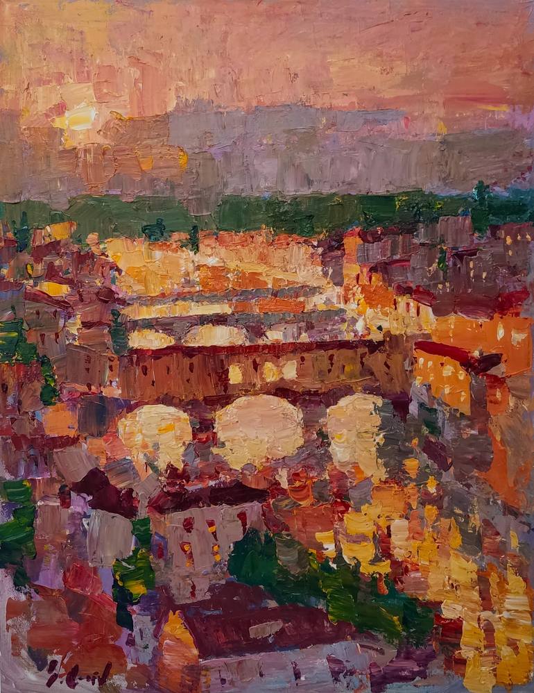 Florence Evening Original Acrylic Painting Painting by Sergey Gusev ...