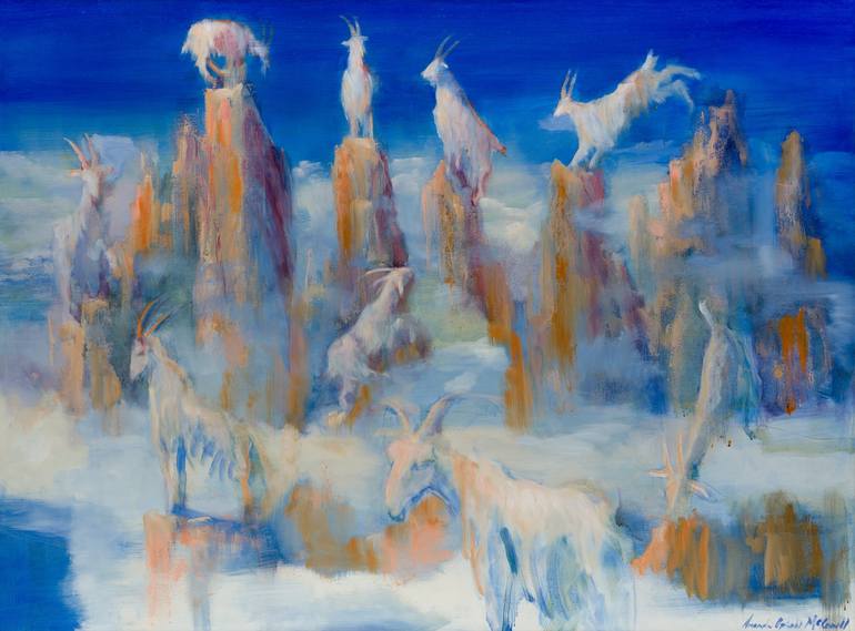 Heavenly Goats Painting by Amanda O McConnell | Saatchi Art