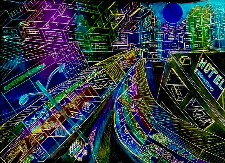 Favela cyberpunk Rio de janeiro 2045 Drawing by Fabio Silva dos Santos ...