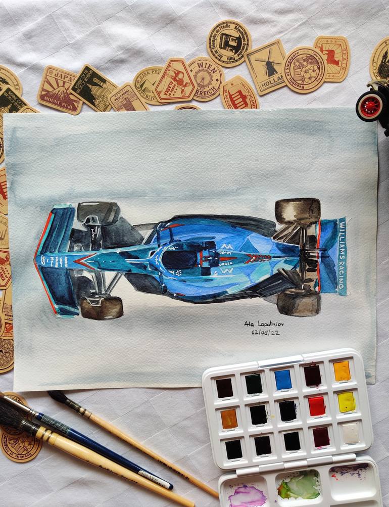 Williams Racing Car in watercolours, Formula 1 Barcelona 2022, F1 ...