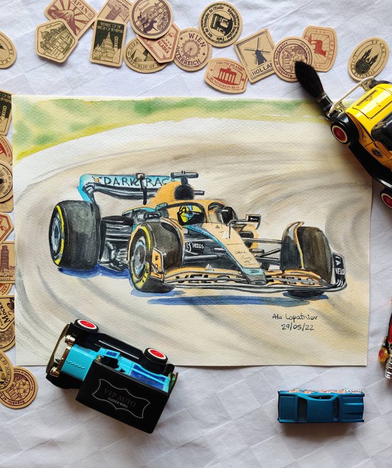 McLaren Racing Car in watercolours, Formula 1 Barcelona 2022, F1 ...