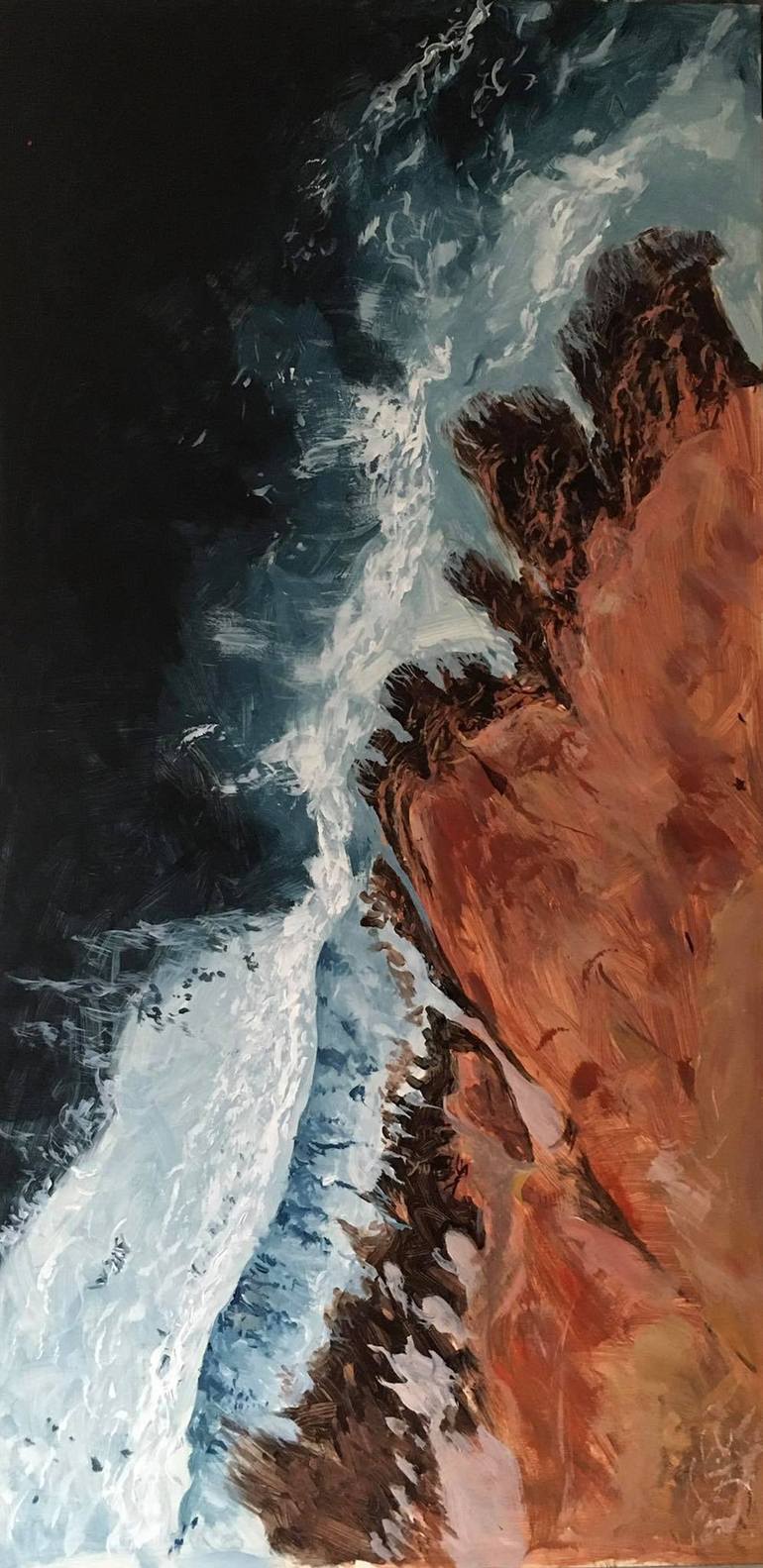 drone view of a sea shore Painting by Rafee Mahmud | Saatchi Art