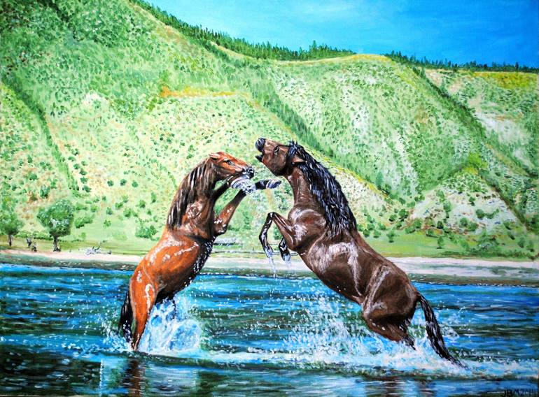 Horses Painting by Jacob Brandt-Mller | Saatchi Art