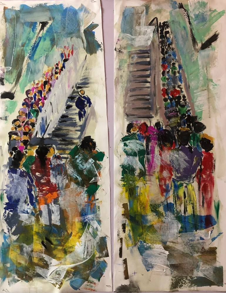 Escalators Painting by Shereen Ragab | Saatchi Art