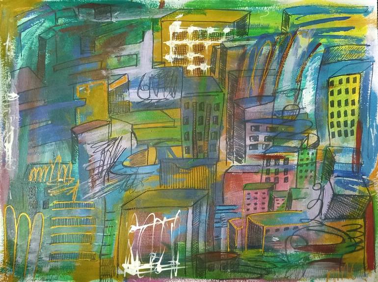View of the City #3 Painting by Ruth Robinson | Saatchi Art