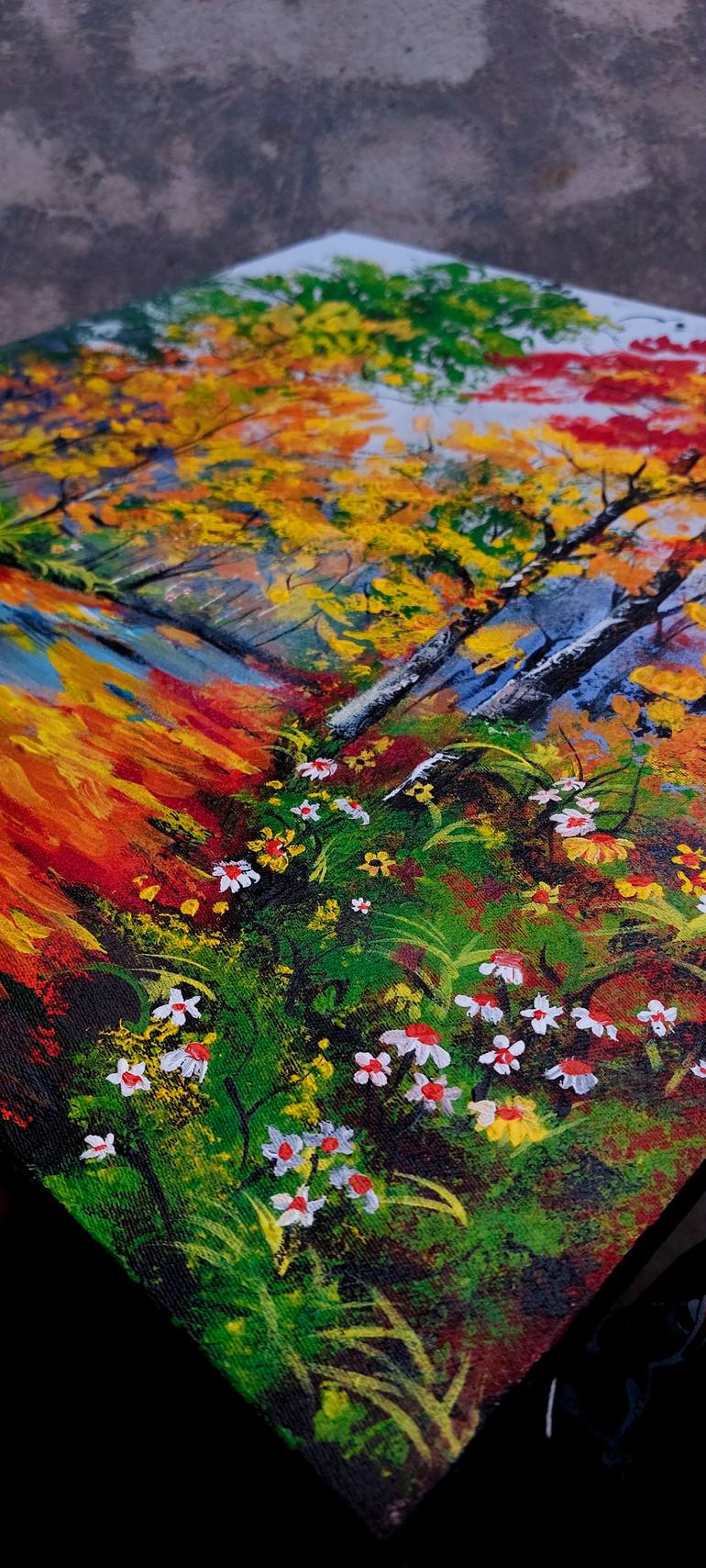 Natural Autumn Season Painting Painting by Fatima Masood | Saatchi Art