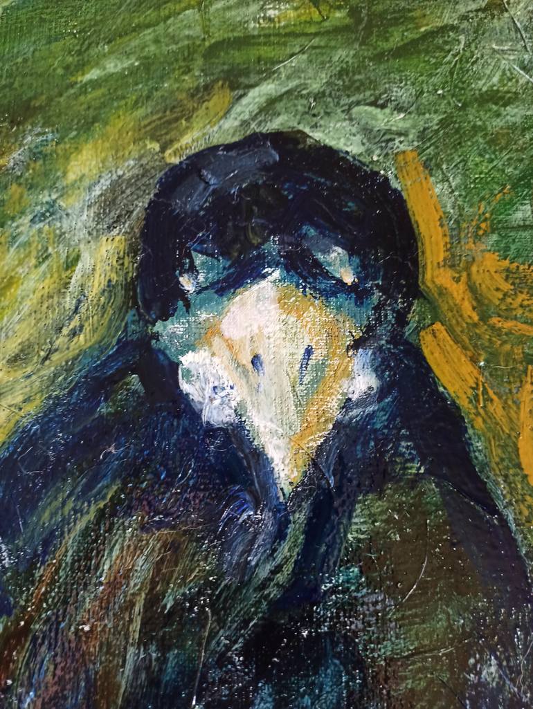 Crows And The White Cat (#124) Painting by Krzysztof Polak | Saatchi Art