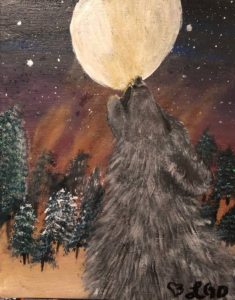 Night howler Painting by Lady Gin D | Saatchi Art