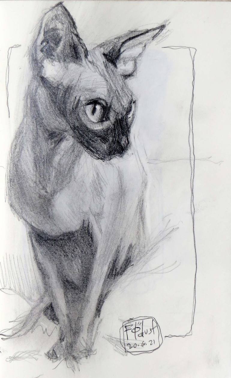 Le Chat Drawing by Marli Pryke | Saatchi Art