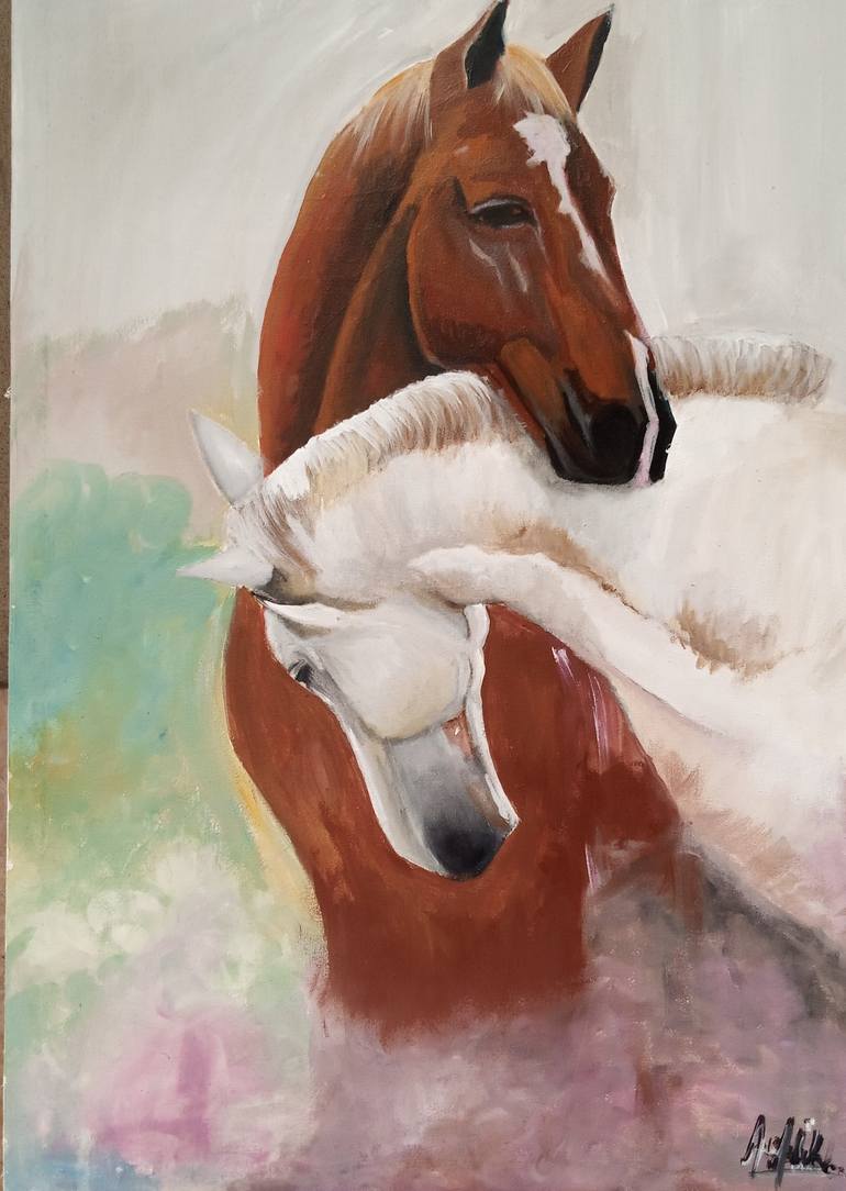 The cuddle Painting by Ansa hassan | Saatchi Art