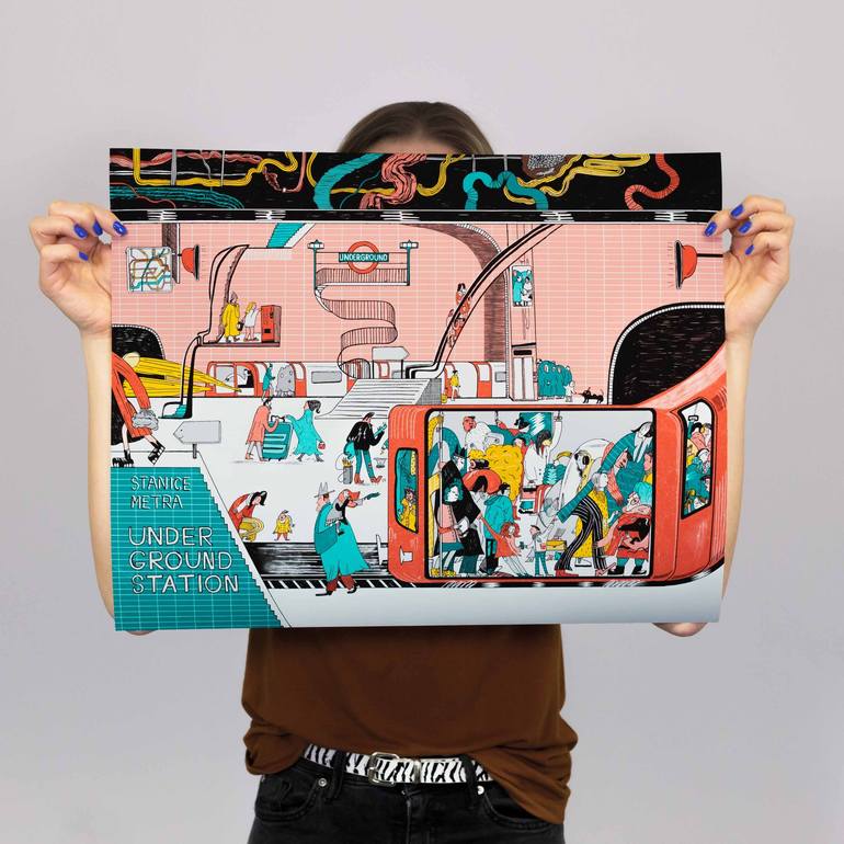 THE UNDERGROUND STATION Drawing by Anastasia Stročkova | Saatchi Art