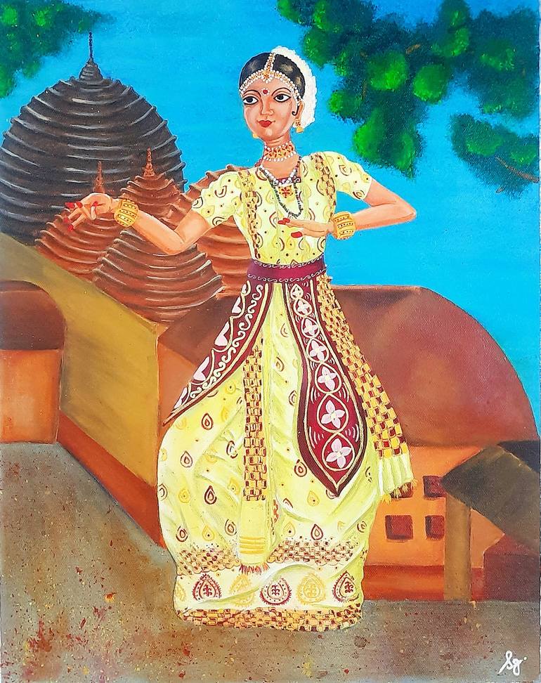 Indian Classical Dance Series: Sattriya Painting by Seemantaparna Ghosh | Saatchi Art