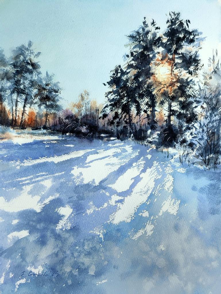 Winter shadows / 207 Painting by Elzbieta Gribova | Saatchi Art