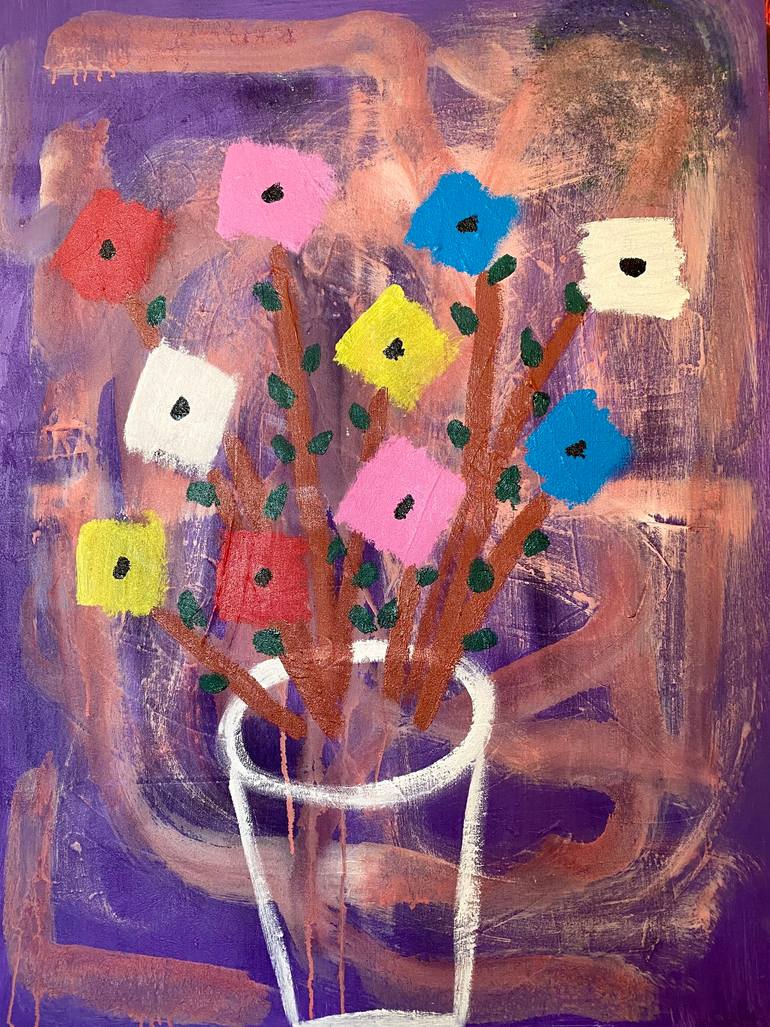 Square Flowers 2 Painting by Thomas Mushet | Saatchi Art