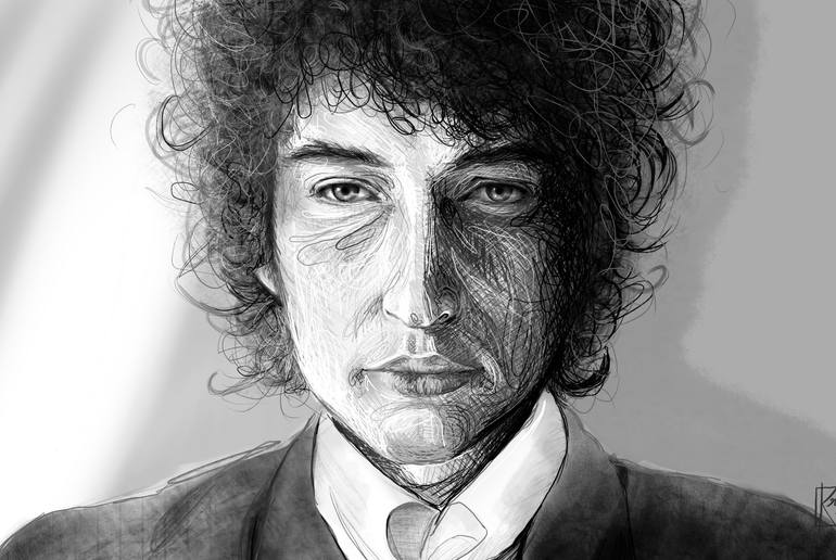 Young Bob Dylan Drawing by Victoria Krassa | Saatchi Art