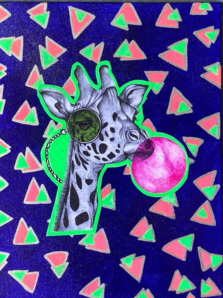 Giraffe Monoglass Painting by Juliana De Leon | Saatchi Art