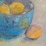 Lemons in Blue Bowl Painting by Ann Goodfellow | Saatchi Art