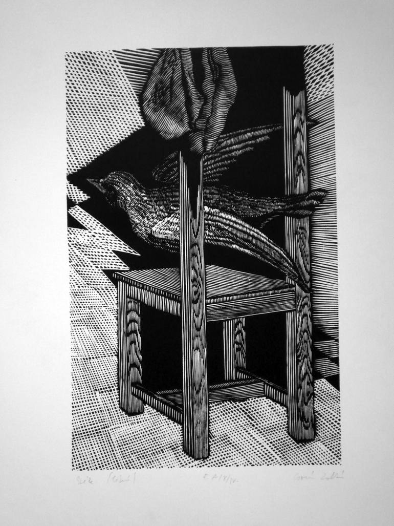 Startled birds Drawing by ZOLTAN CSOMOS | Saatchi Art